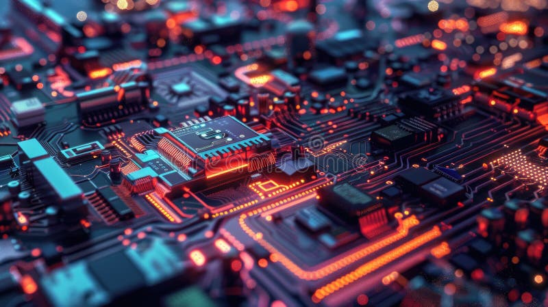 Abstract Picture of Chip on Complex Circuit with Digital Technology ...