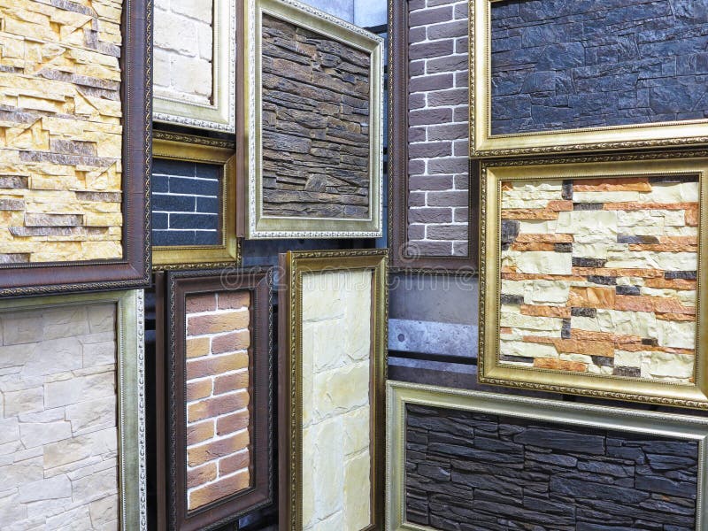 Abstract Picture Frames with Stone Brick Textures Stock Photo - Image ...