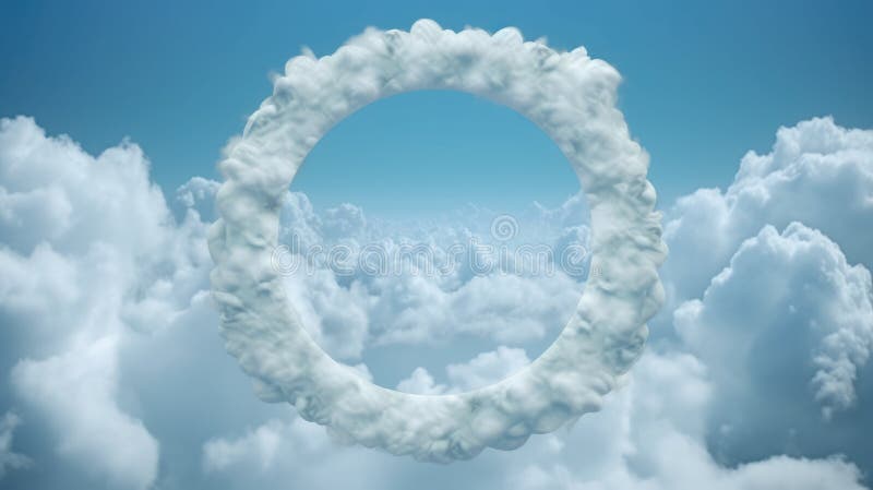 Abstract Picture of Geometric Shape Border or Frame with Fluffy Cloud ...
