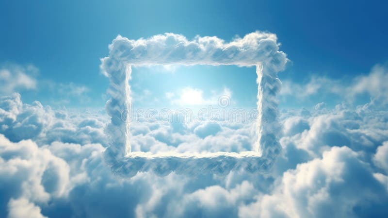 Abstract Picture of Geometric Shape Border or Frame with Fluffy Cloud ...