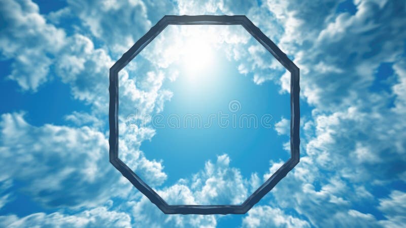 Abstract Picture of Geometric Shape Border or Frame with Fluffy Cloud ...