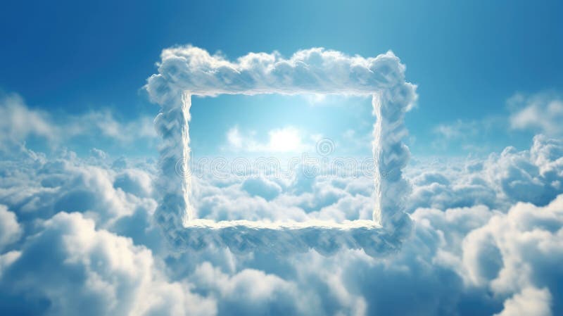 Abstract Picture of Geometric Shape Border or Frame with Fluffy Cloud ...