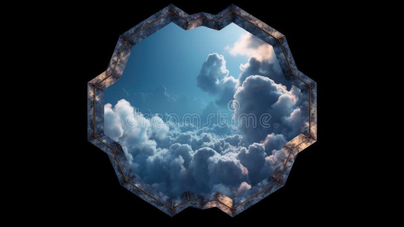 Abstract Picture of Geometric Shape Border or Frame with Fluffy Cloud ...