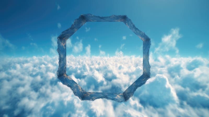 Abstract Picture of Geometric Shape Border or Frame with Fluffy Cloud ...