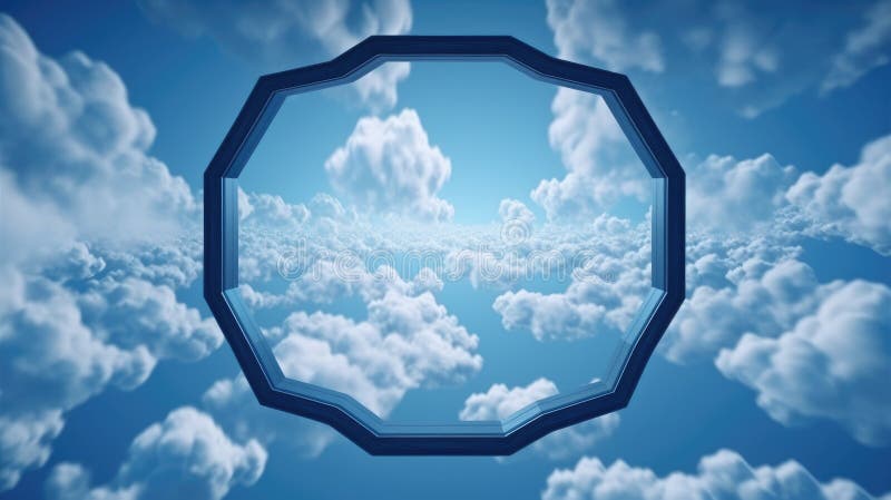 Abstract Picture of Geometric Shape Border or Frame with Fluffy Cloud ...