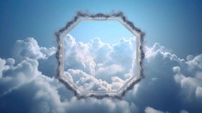 Abstract Picture of Geometric Shape Border or Frame with Fluffy Cloud ...