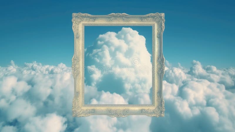 Abstract Picture of Geometric Shape Border or Frame with Fluffy Cloud ...