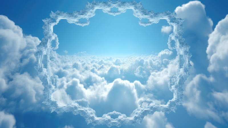 Abstract Picture of Geometric Shape Border or Frame with Fluffy Cloud ...