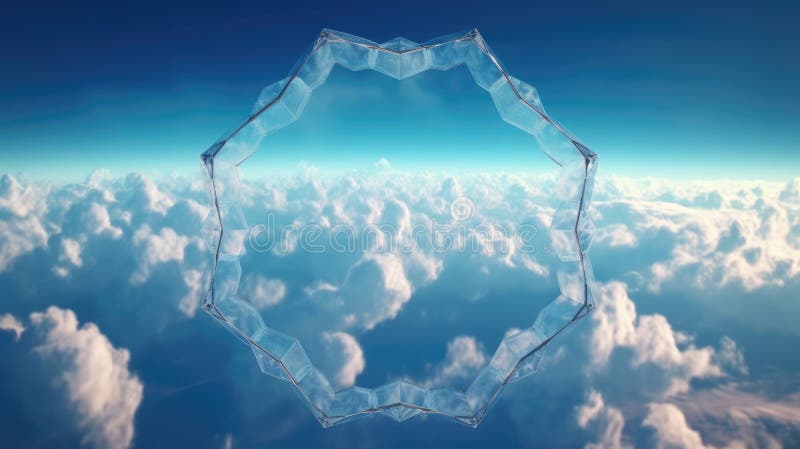 Abstract Picture of Geometric Shape Border or Frame with Fluffy Cloud ...