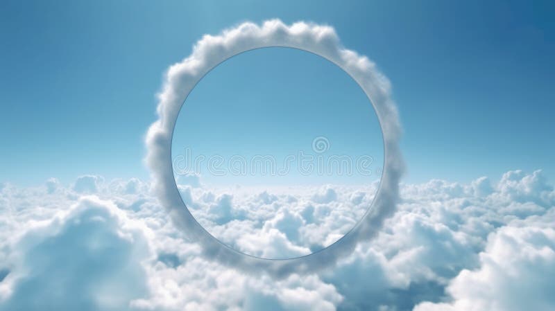 Abstract Picture of Geometric Shape Border or Frame with Fluffy Cloud ...
