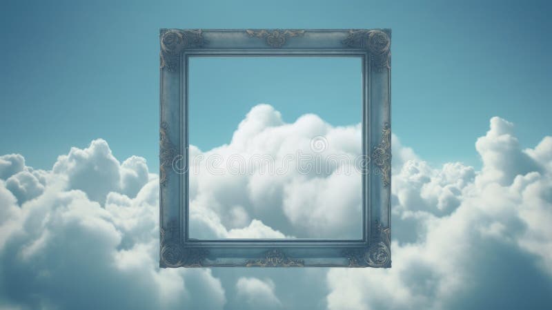 Abstract Picture of Geometric Shape Border or Frame with Fluffy Cloud ...