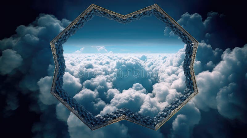 Abstract Picture of Geometric Shape Border or Frame with Fluffy Cloud ...