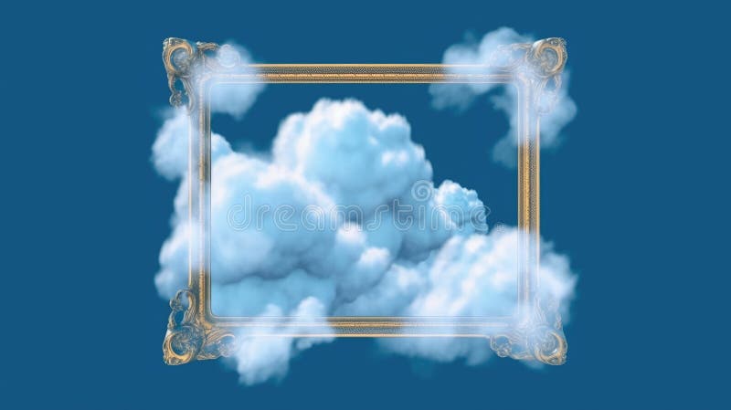 Abstract Picture of Geometric Shape Border or Frame with Fluffy Cloud ...