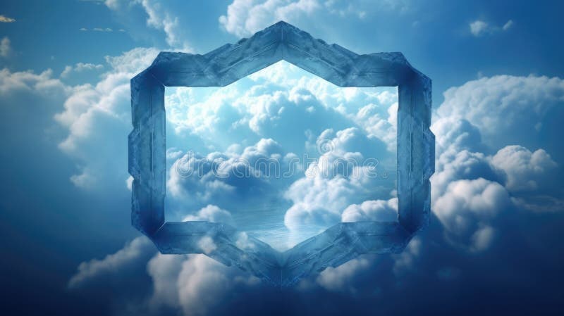 Abstract Picture of Geometric Shape Border or Frame with Fluffy Cloud ...