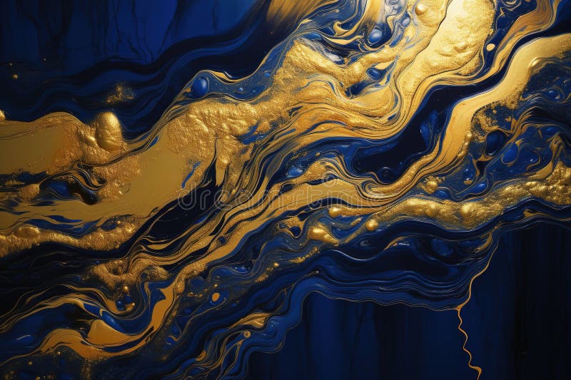 Abstract Picture in Gold and Blue. Generative AI Stock Illustration ...