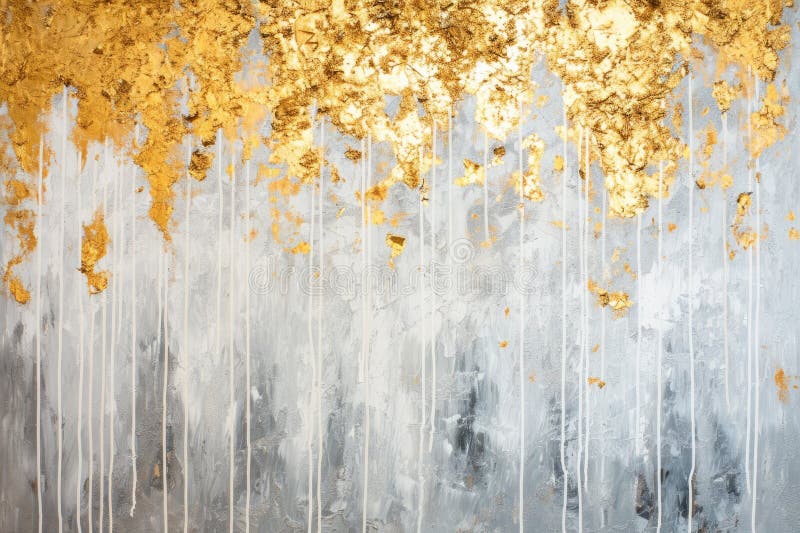An Abstract Picture of Gold, Grey and White Color Painted on Background ...