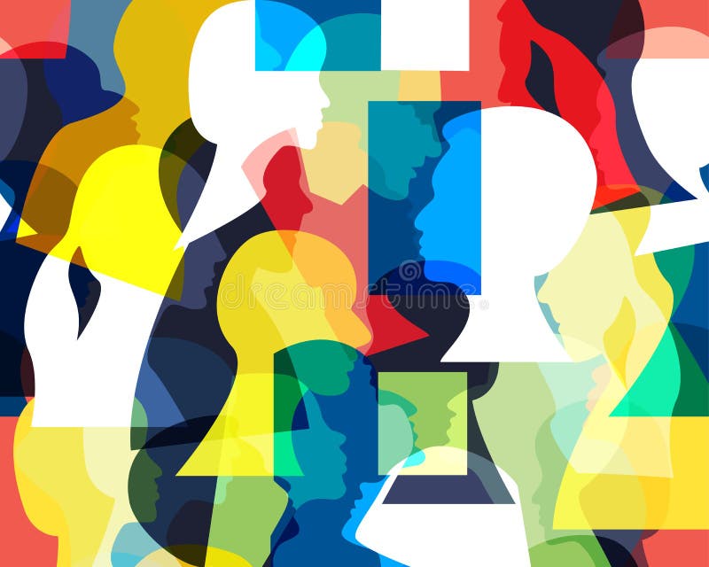 Human Profile Head in Dialogue. Color Silhouettes Stock Vector ...