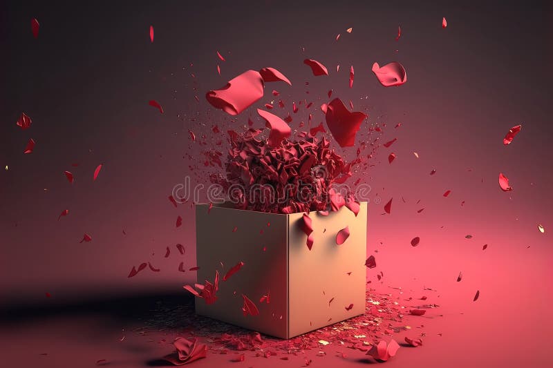 Abstract Picture of Open Box with Crystal Confetti. Love Concept Stock ...