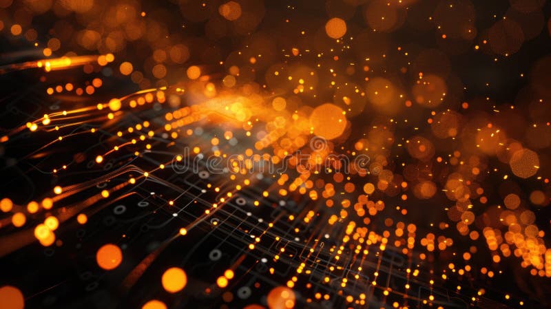 Abstract Picture of Orange Light Effect in Digital Technology Design ...