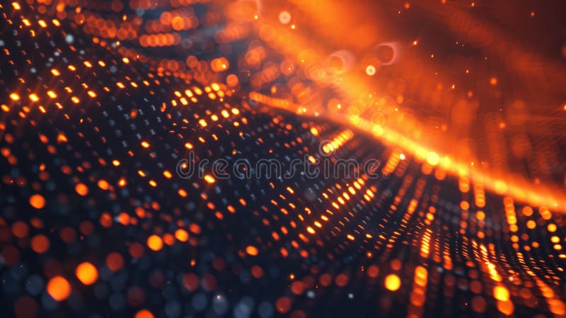 Abstract Picture Orange Particle with Digital Technology Style Design ...