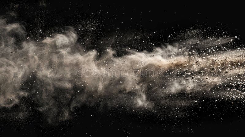 Abstract of Rocks Exploding into Dust Flowing with Wind Blowing Effect ...