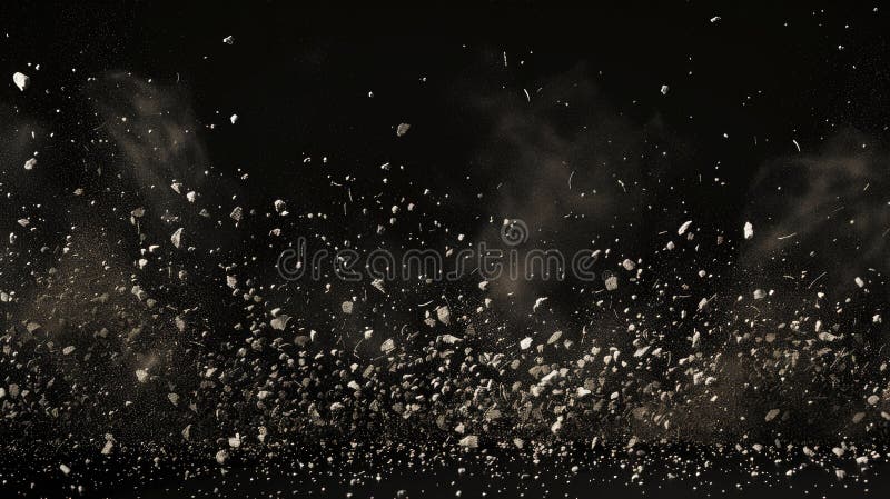 Abstract of Rocks Exploding into Dust Flowing with Wind Blowing Effect ...
