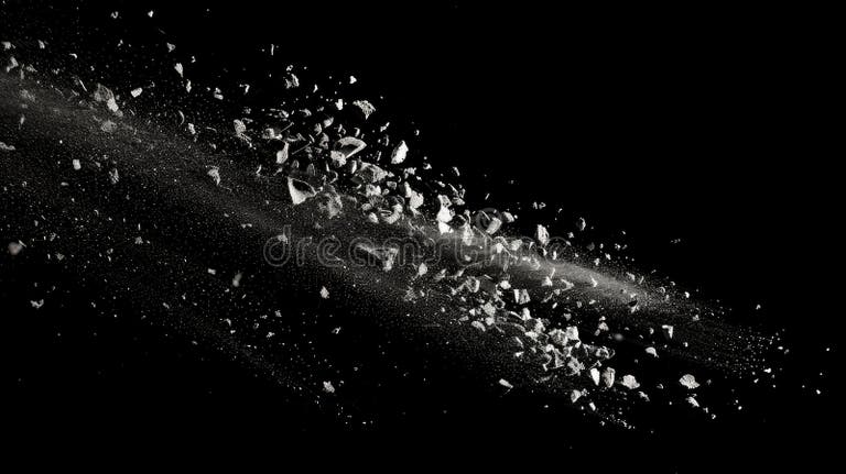 Abstract of Rocks Exploding into Dust Flowing with Wind Blowing Effect ...