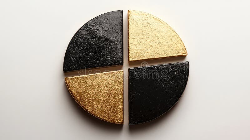 Abstract Pie Chart with Two Segments in Black and Gold, Ideal for Data ...