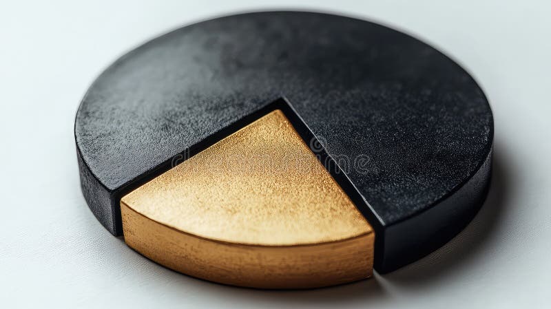 Abstract Pie Chart with Two Segments in Black and Gold, Ideal for Data ...