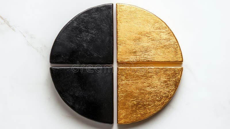 Abstract Pie Chart with Two Segments in Black and Gold, Ideal for Data ...