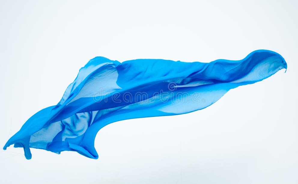 Abstract Piece of Blue Fabric Flying Stock Photo - Image of elegant ...