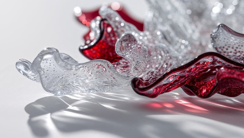 Abstract Piece of Clear and Red Textured Glass Art Stock Image - Image ...