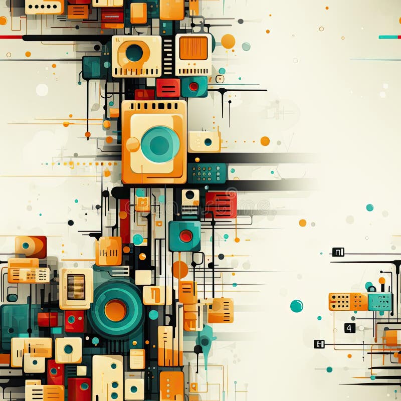 Abstract Piece with Colorful Wire and Electronics in a Retro-futuristic ...