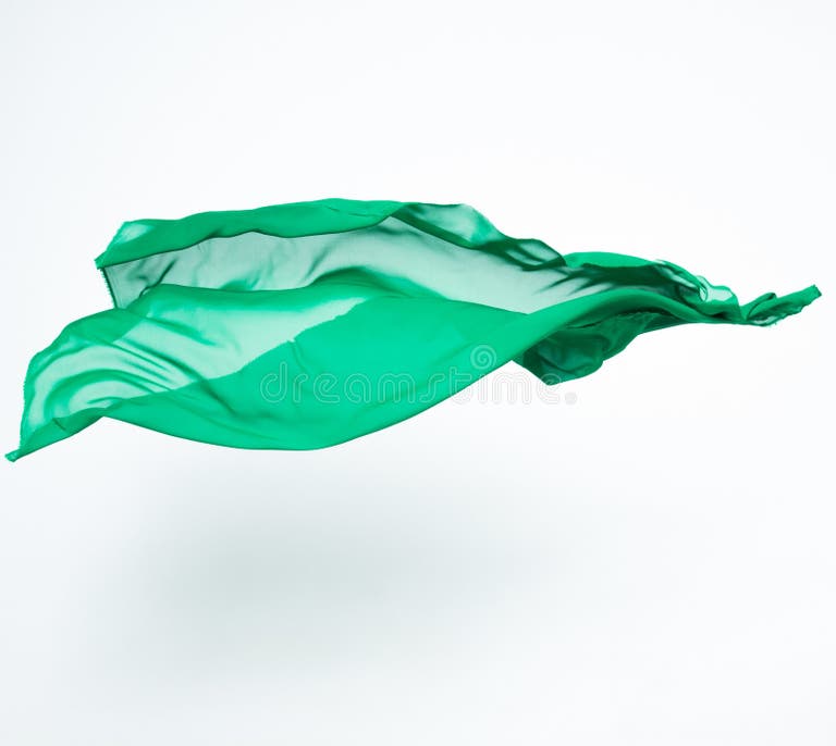 Abstract Piece of Green Fabric Flying Stock Photo - Image of green ...