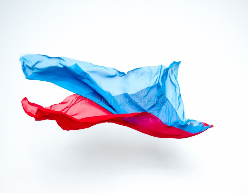Abstract Pieces of Blue and Red Fabric Flying Stock Photo - Image of ...
