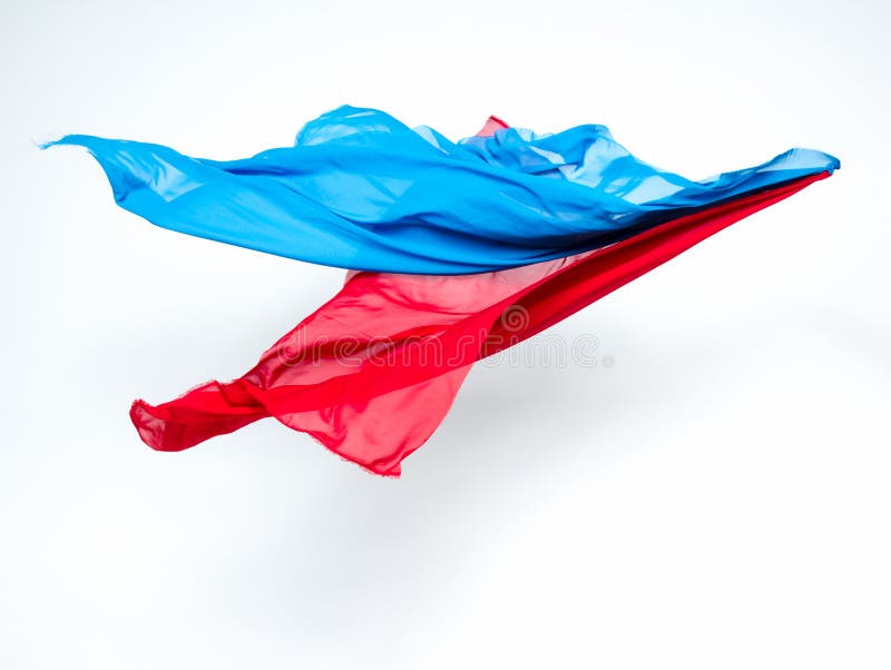 Abstract Pieces of Blue and Red Fabric Flying Stock Photo - Image of ...