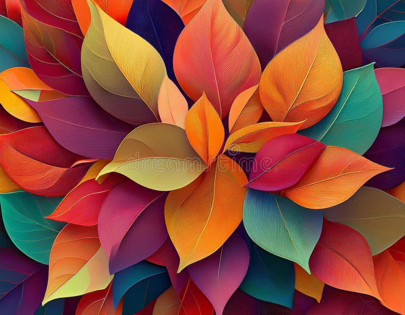 Abstract Pile of Autumn Leaves Colorful Varied Shapes in Visually ...