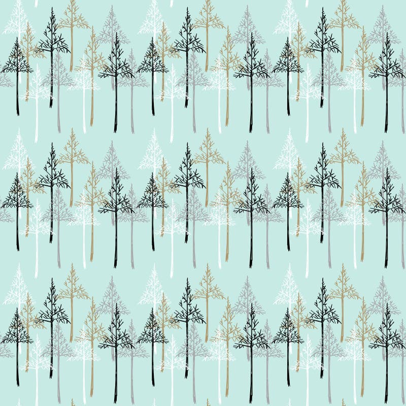 Abstract Pine Tree Forest Seamless Pattern Stock Vector - Illustration ...
