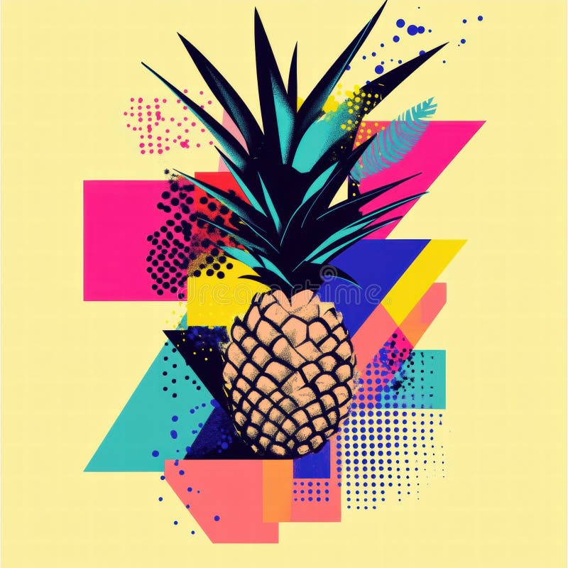 Colorful Abstract Geometric Pineapple Design with Vibrant Patterns and ...
