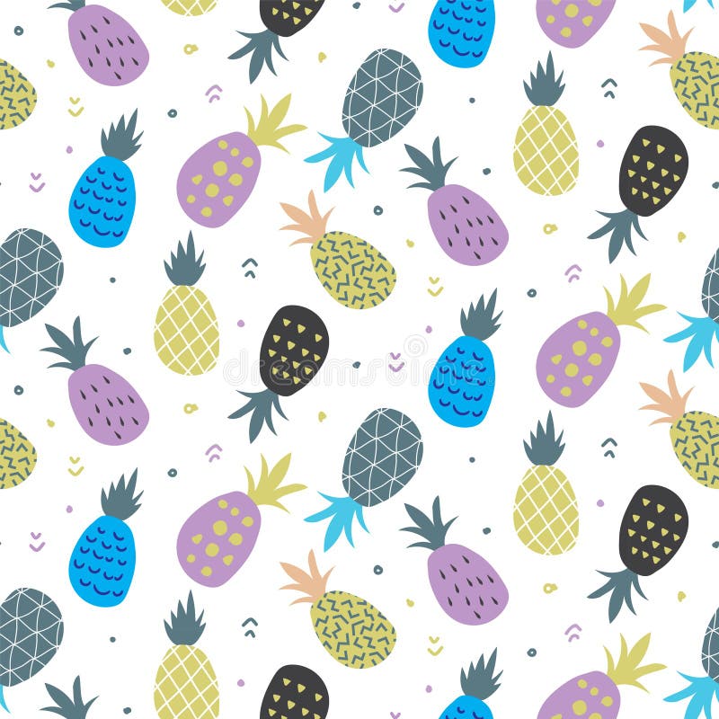 ABSTRACT PINEAPPLE HAND DRAW TEXTURE. SUMMER HOLIDAY FEELING. SEAMLESS ...