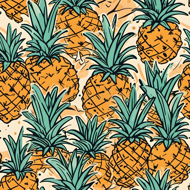 Abstract Pineapples Seamless Pattern in Green and Yellow Stock ...