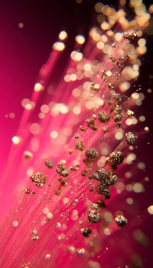 Abstract Pink Background, Golden Glitter Particles Sparkling on ...