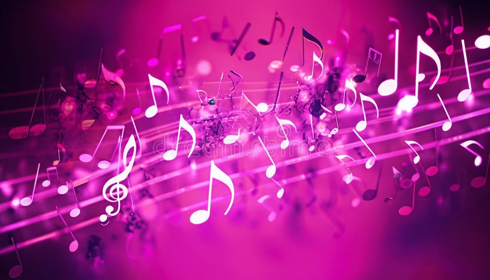 Abstract Pink Background with Musical Notes Stock Illustration ...