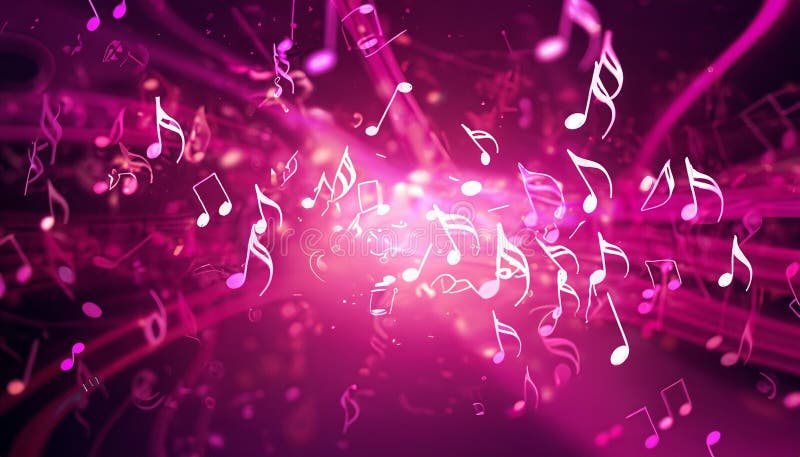 Abstract Pink Background with Musical Notes Stock Illustration ...