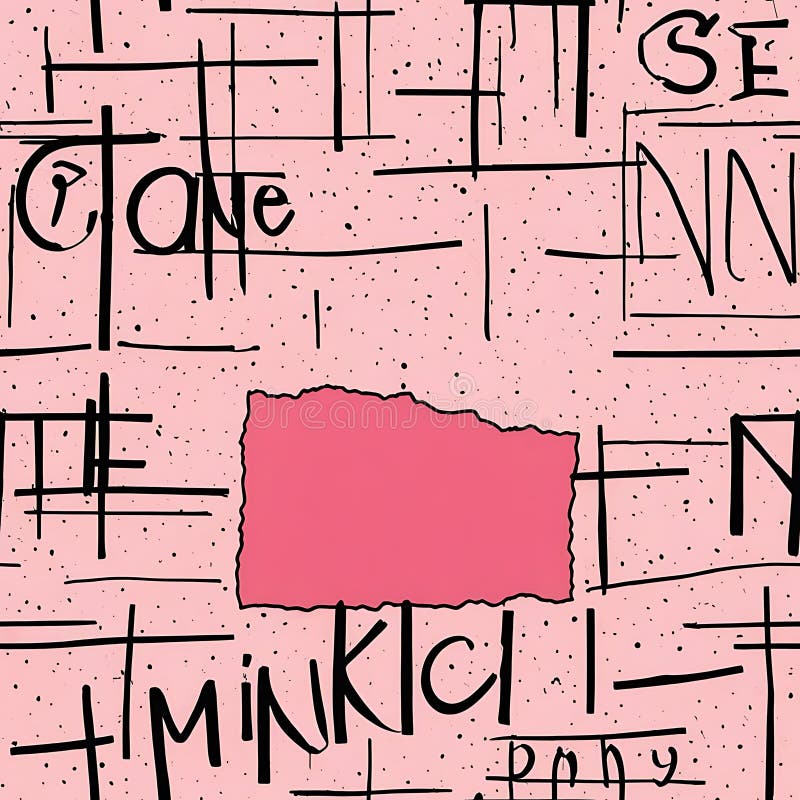 Abstract Pink Background with Torn Paper and Black Scribbled Text Stock ...