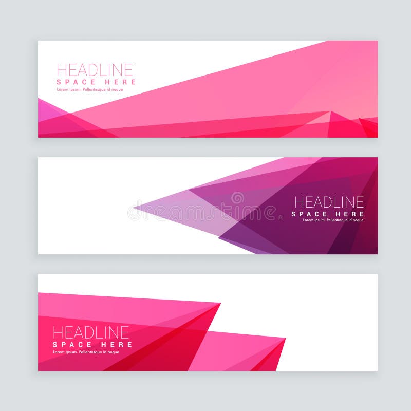 Set of pink web banners stock vector. Illustration of horizontal - 40647357