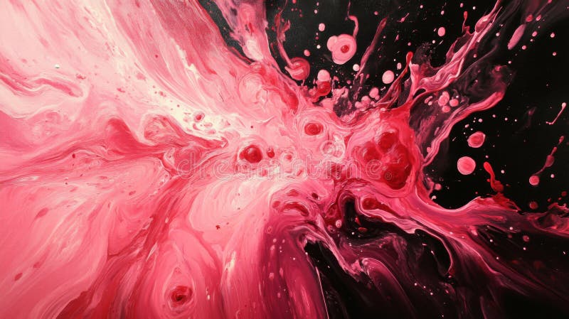 Abstract Pink and Black Fluid Paint Explosion Stock Illustration ...