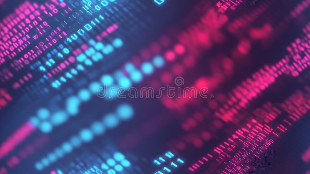 Abstract Pink and Blue Binary Code Digital Background Stock ...