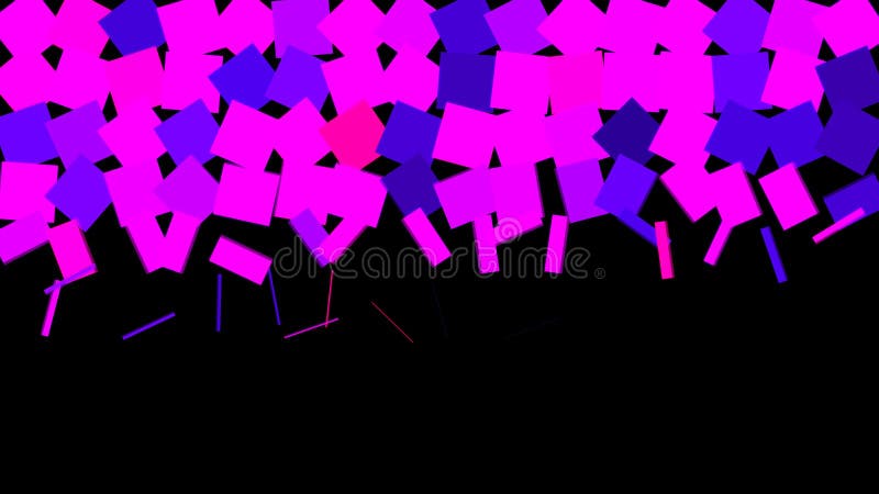 Abstract Pink and Blue Bright Squares Changing and Moving on Black ...