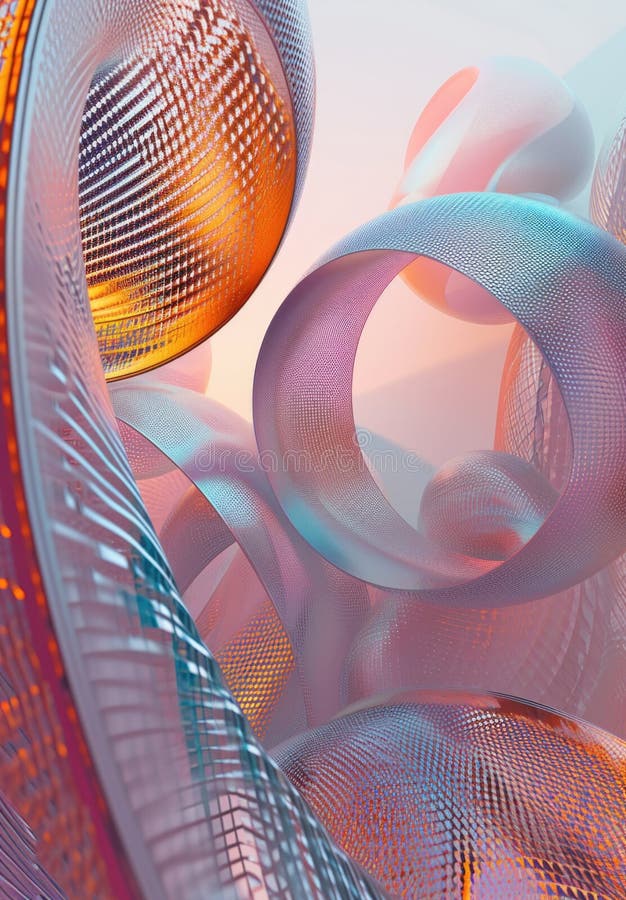 Abstract Pink and Blue 3D Shapes in Space Stock Illustration ...